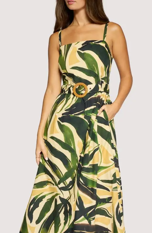 LOST + WANDER Palm Serenade Cotton Midi Dress