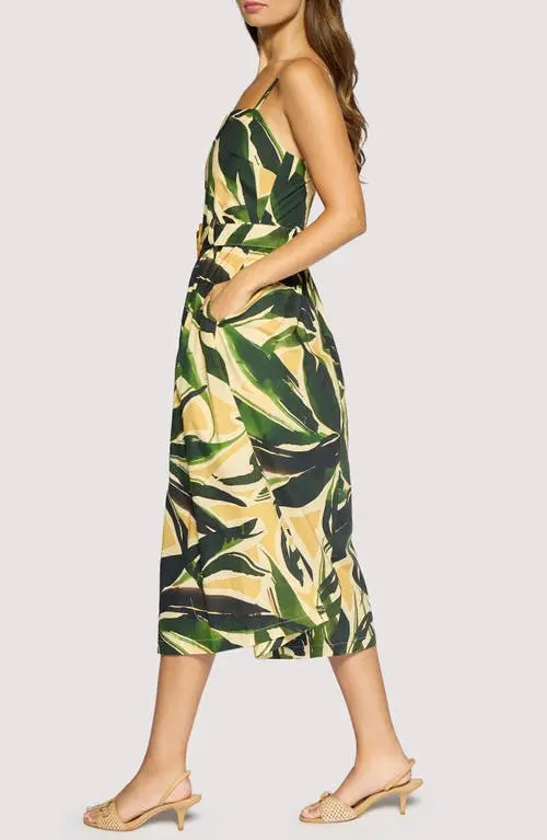 LOST + WANDER Palm Serenade Cotton Midi Dress