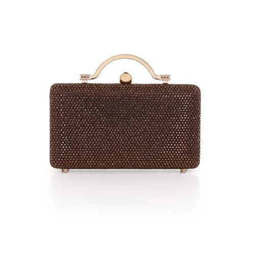 Badgley Mischka Jude Crystal Minaudiere With Outer Pocket - Brown
