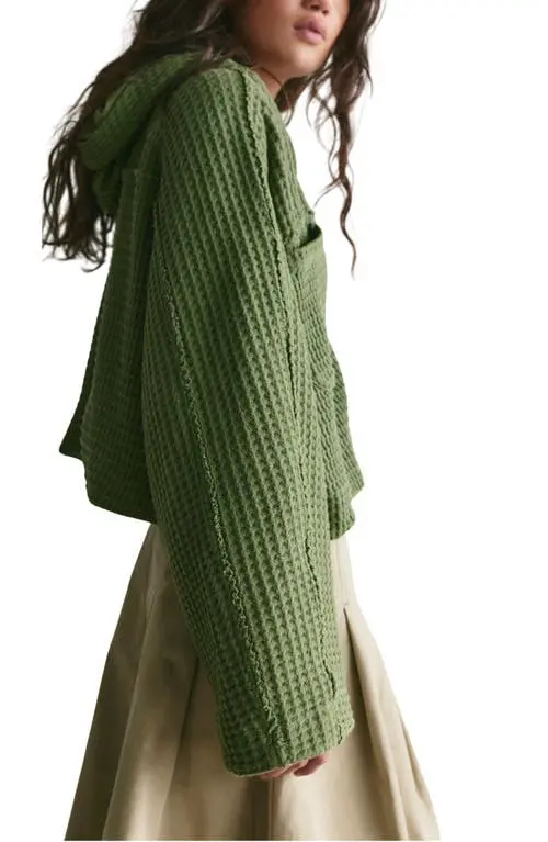 Free People Waffle Knit Hooded Cardigan