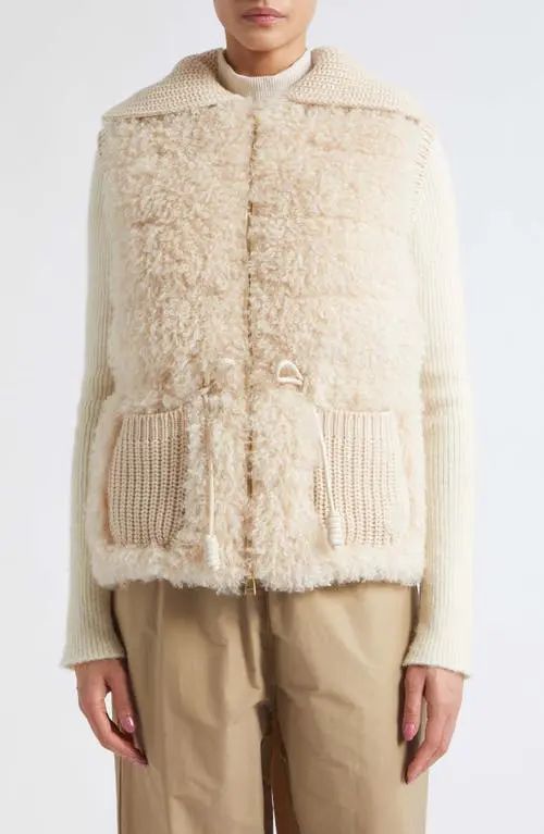 Moncler Quilted Faux Fur And Virgin Wool Cashmere Down Vest - Beige