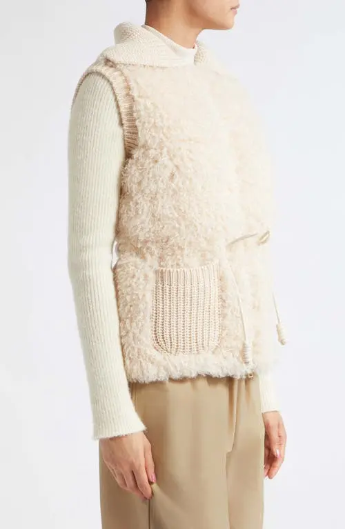 Moncler Quilted Faux Fur And Virgin Wool Cashmere Down Vest - Beige