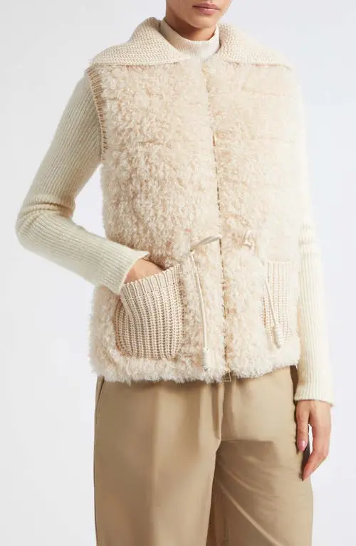 Moncler Quilted Faux Fur And Virgin Wool Cashmere Down Vest - Beige