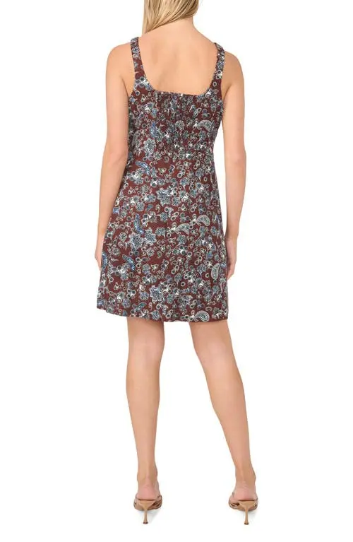 Halogen Seamed High Neck Floral-paisley Mini Dress