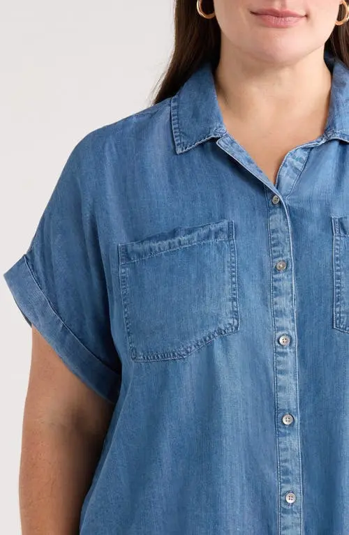 BEACHLUNCHLOUNGE Ida Button Front Lyocell Shirt