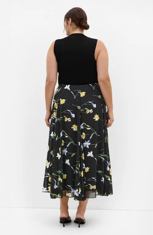 City Chic Serene Floral Print A-line Skirt