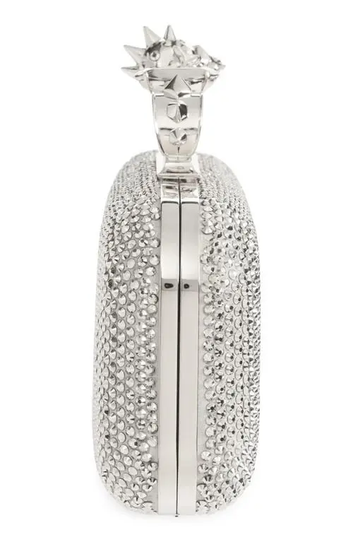 Alexander McQueen Long Knuckle Crystal Embellished Suede Clutch