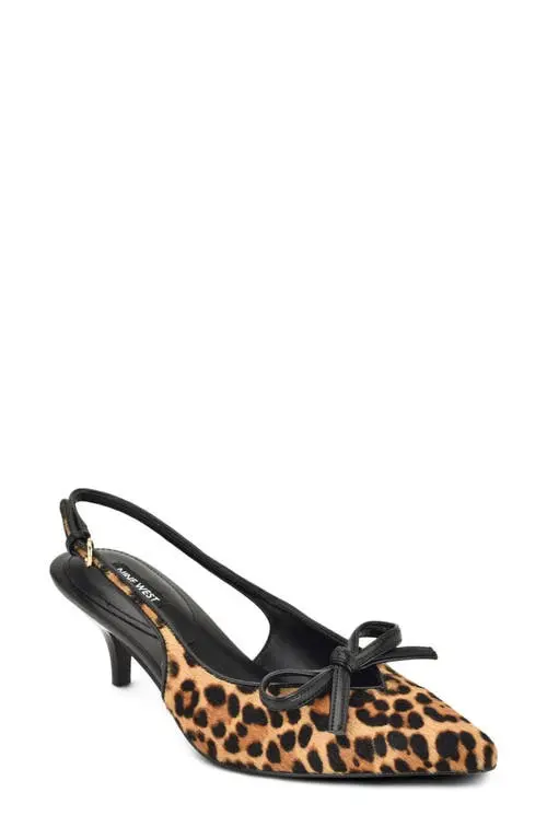 Nine West Lyrical Slingback Pointed Toe Kitten Heel Pump - Dark Natural