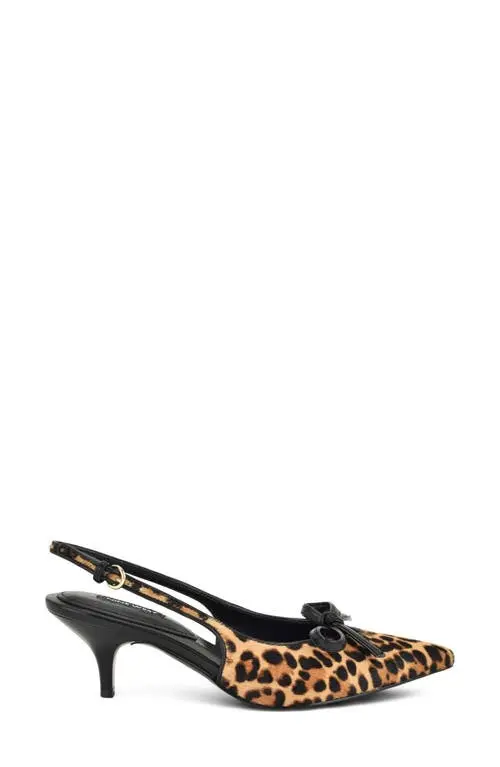 Nine West Lyrical Slingback Pointed Toe Kitten Heel Pump - Dark Natural