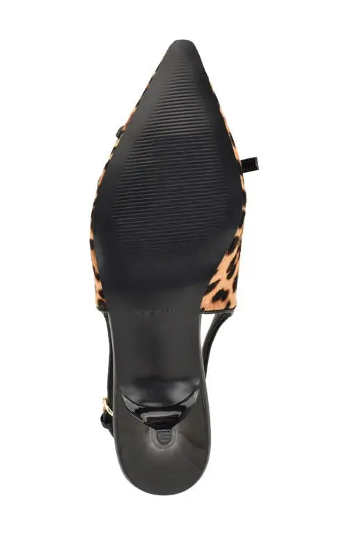 Nine West Lyrical Slingback Pointed Toe Kitten Heel Pump - Dark Natural