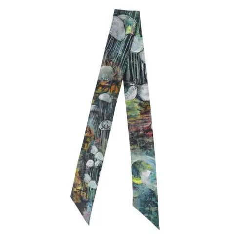 ANNETTE AMOROSO Tuscana Olive Grove Silk Scarf - Blue