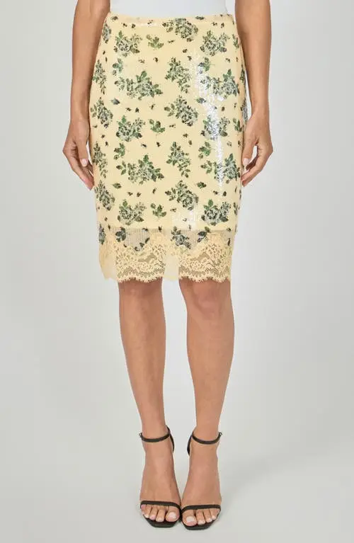 Endless Rose Floral Sequin Skirt With Lace Hem