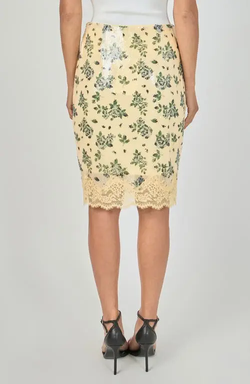 Endless Rose Floral Sequin Skirt With Lace Hem