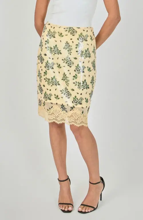 Endless Rose Floral Sequin Skirt With Lace Hem