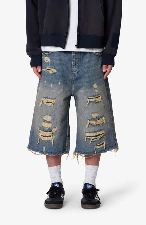 Mnml Ultra Baggy Repaired Jeans Shorts