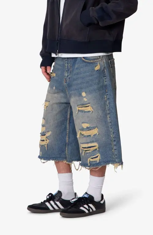 Mnml Ultra Baggy Repaired Jeans Shorts
