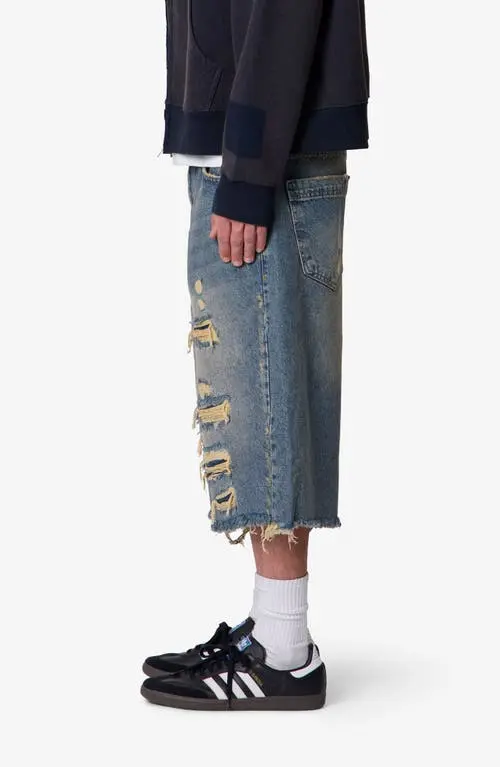 Mnml Ultra Baggy Repaired Jeans Shorts