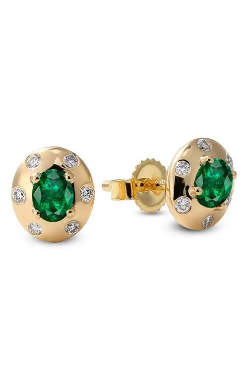 MARK HENRY Aurum Petite Oval Stud Earrings - Emerald