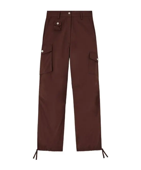 GANNI Cargo Trousers In Brown Cotton - Red