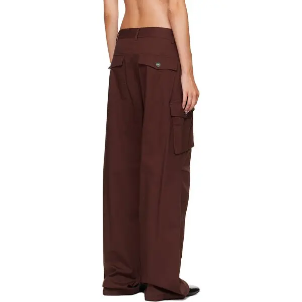 GANNI Cargo Trousers In Brown Cotton - Red