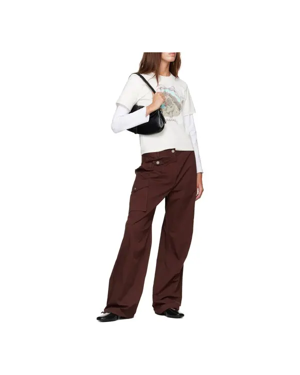 GANNI Cargo Trousers In Brown Cotton - Red