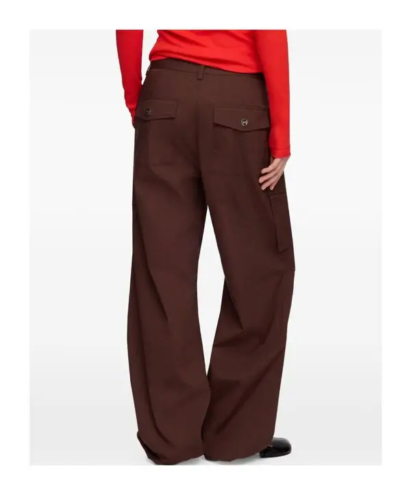 GANNI Cargo Trousers In Brown Cotton - Red