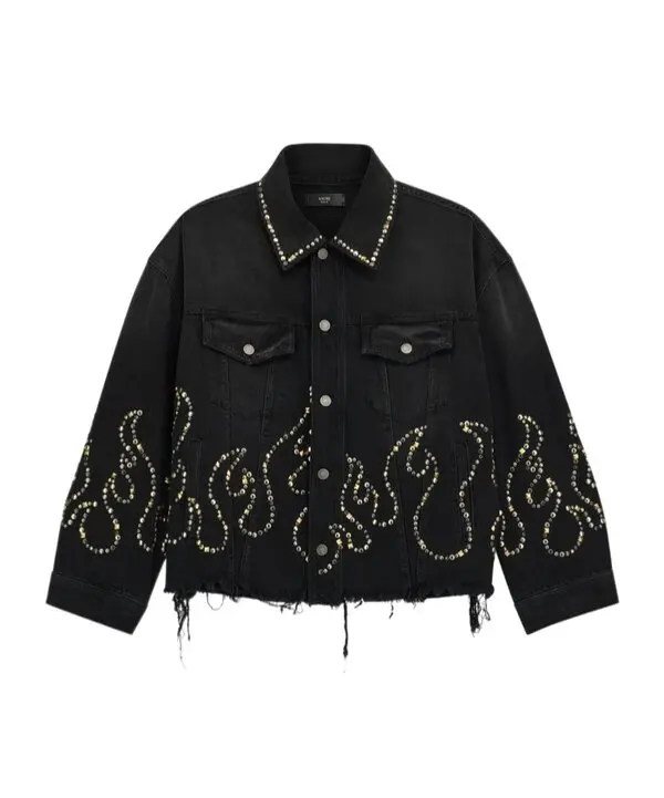 Amiri Studded Flames Trucker Jacket