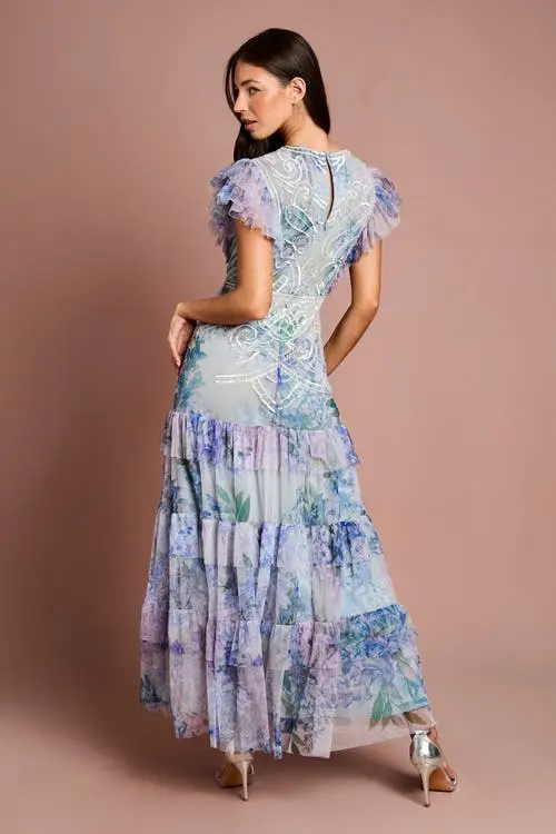 Coast Embroidered Ruffle Floral Maxi Dress