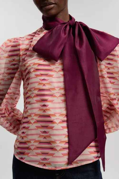 Karen Millen Long Sleeve Pussybow Blouse