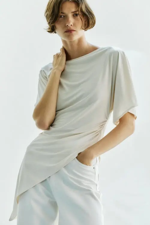 H&m Asymmetric Butterfly-sleeved Top