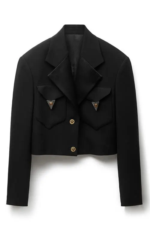 Versace Crop Stretch Wool Blazer