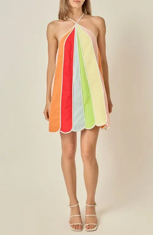 English Factory Umbrella Halter Minidress - Red Multi