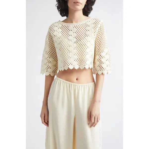 Posse Saskia Cropped Cotton Top - Ivory
