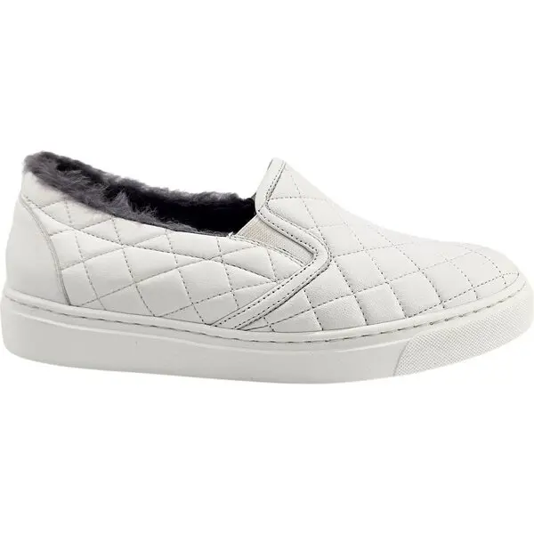 MADISON MAISON Quilted Leather Shearling Slip-on Sneakers - White