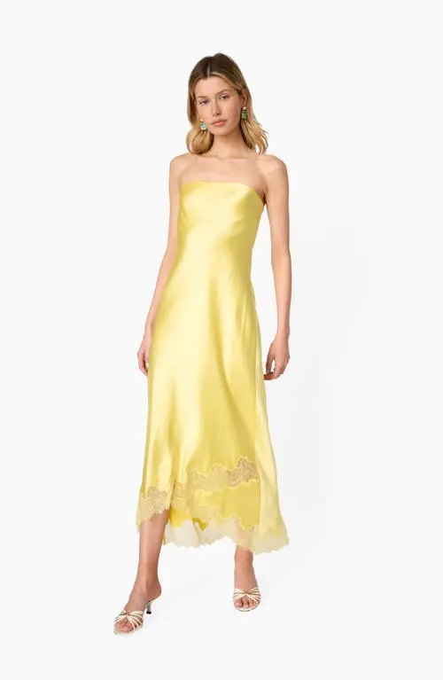 Cami Nyc Alexandria Strapless Lace Hem Midi Dress