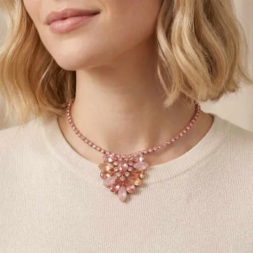 MADISON BEVERLY HILLS Vintage 1950s Pink Givré Rhinestone Choker Necklace
