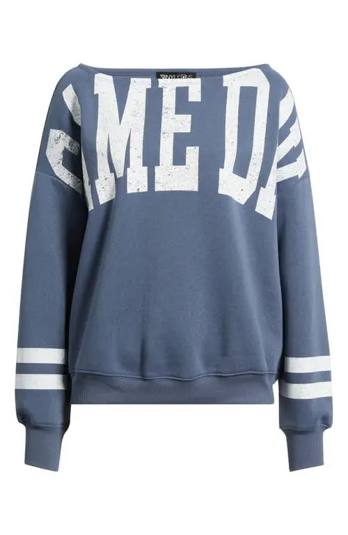 VINYL ICONS Game Day Off The Shoulder Graphic Sweatshirt