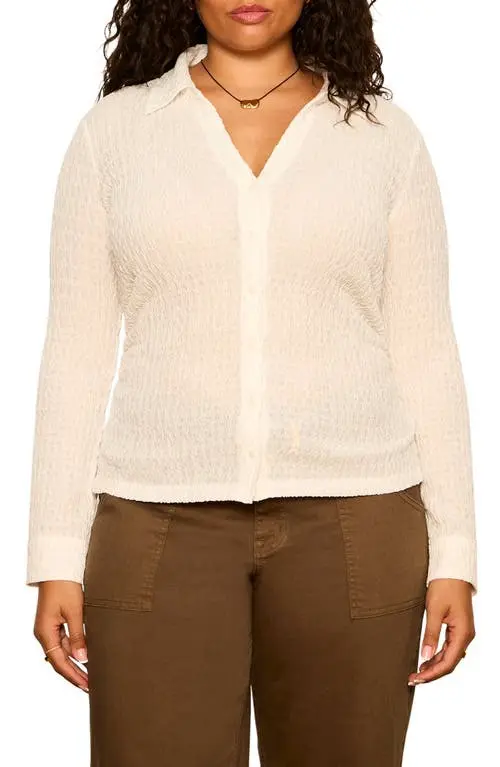Sanctuary Juno Textured Button Front Shirt - Chalk White