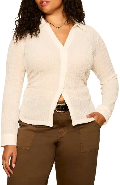 Sanctuary Juno Textured Button Front Shirt - Chalk White