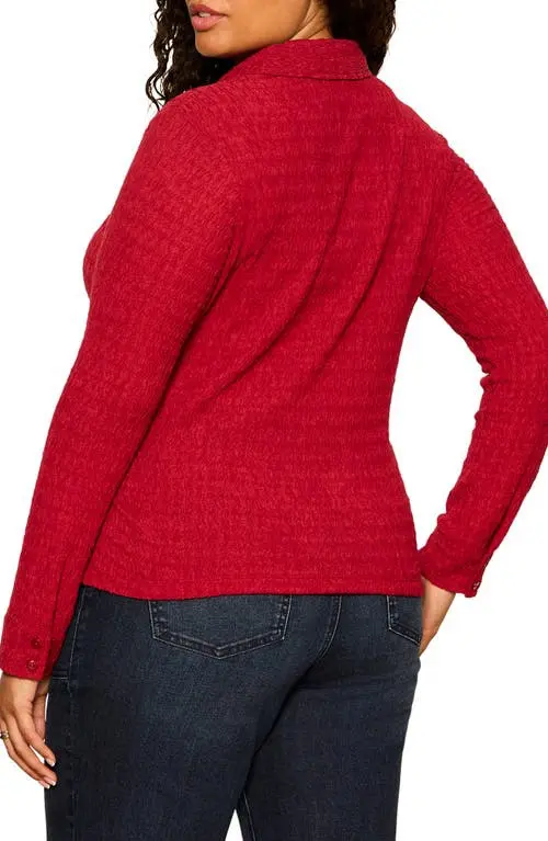 Sanctuary Juno Textured Button Front Shirt - Red Berry