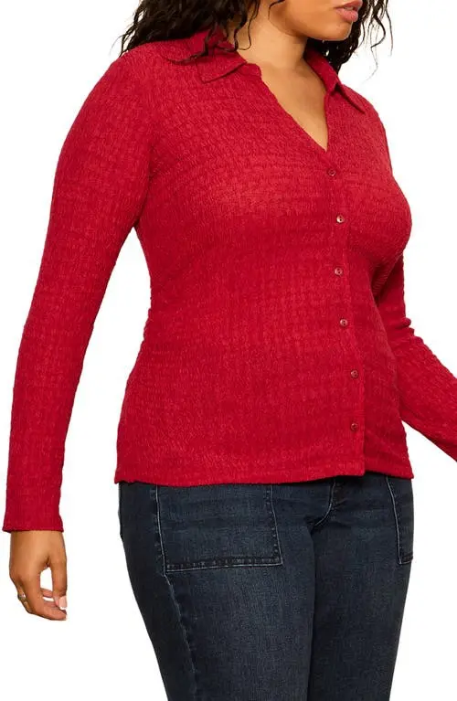 Sanctuary Juno Textured Button Front Shirt - Red Berry