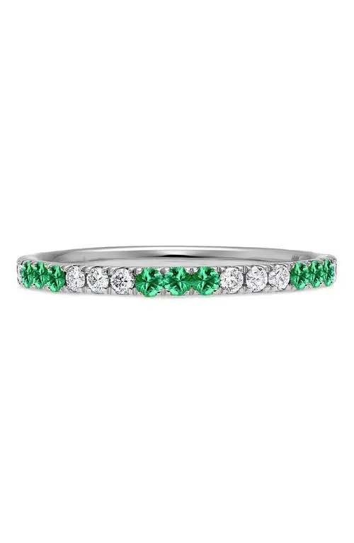 MARK HENRY Alternating And Diamond Band Ring In 18k White Gold - Emerald