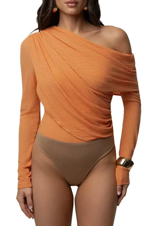 JLUXLABEL Textured One Shoulder Bodysuit