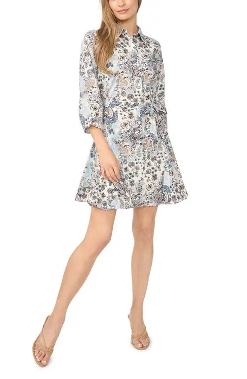 Halogen Paisley Cotton Button-down Midi Dress