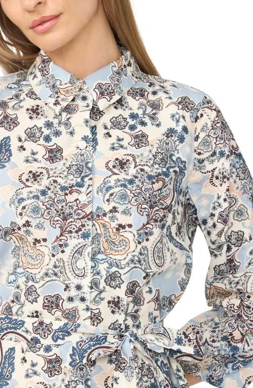 Halogen Paisley Cotton Button-down Midi Dress