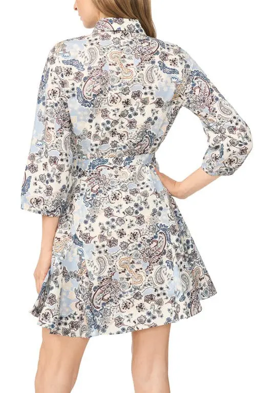 Halogen Paisley Cotton Button-down Midi Dress