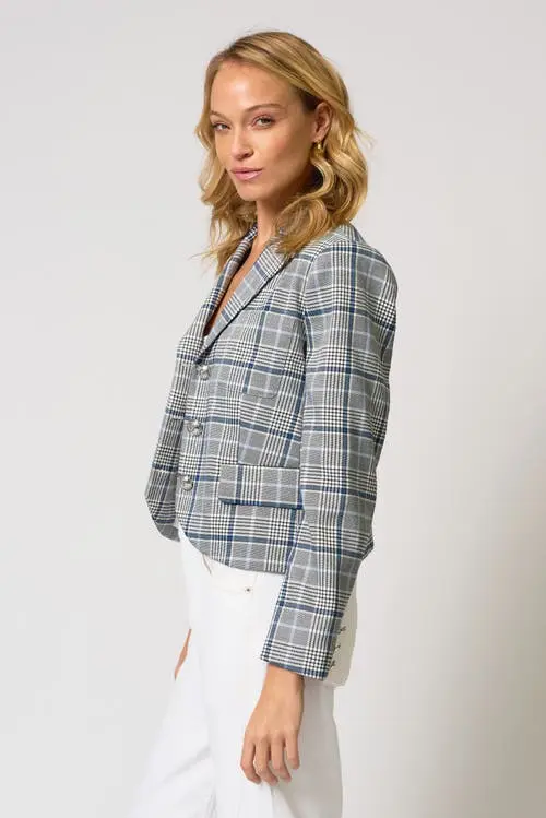 Central Park West Paulie Plaid Cropped Blazer