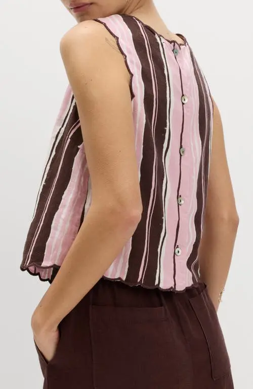 M&s Stripe Scallop Sleeveless Top