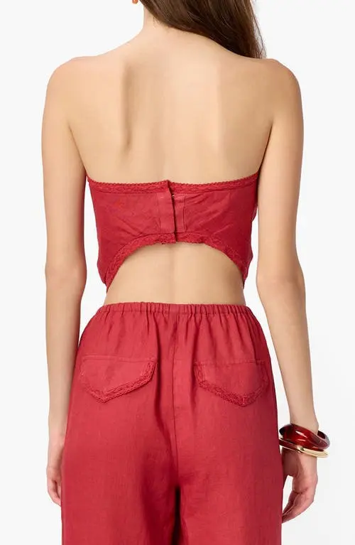 Cami Nyc Gael Strapless Handkerchief Hem Linen Blend Camisole