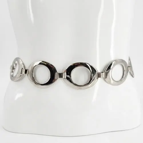 MADISON BEVERLY HILLS Vintage Silvertone Chain Link Circle Belt